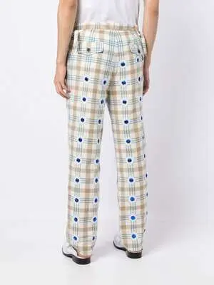 BODE Embellished Checked Trousers
