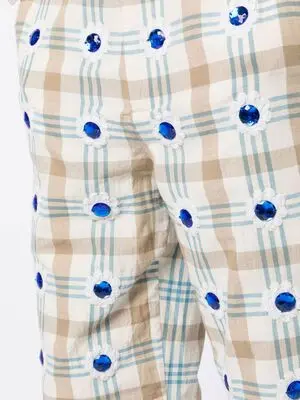 BODE Embellished Checked Trousers