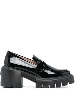 STUART WEITZMAN Soho Patent-leather Loafers - Black