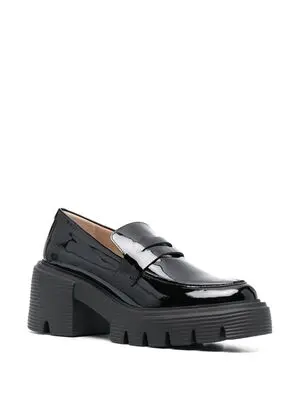 STUART WEITZMAN Soho Patent-leather Loafers - Black
