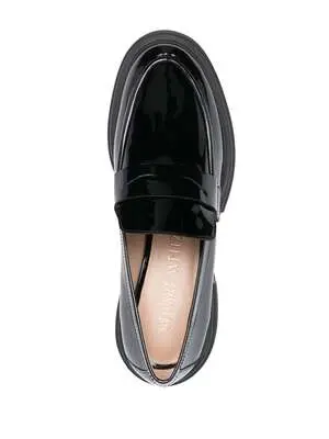 STUART WEITZMAN Soho Patent-leather Loafers - Black