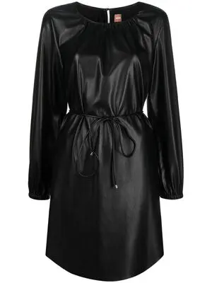 BOSS Faux-leather Belted Dress