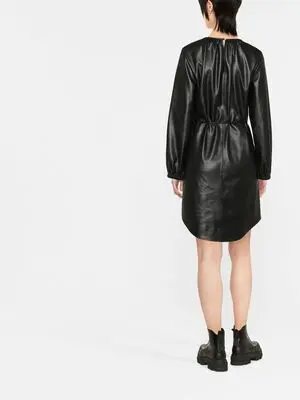 BOSS Faux-leather Belted Dress
