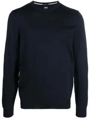 BOSS Crewneck Virgin Wool Jumper - Blue