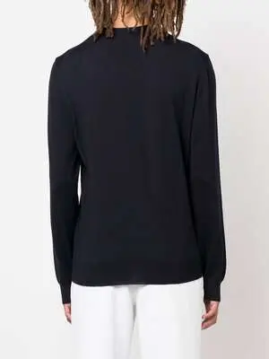 BOSS Logo-embroidered V-neck Jumper - Blue