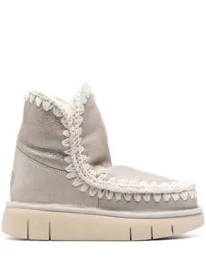 Mou Logo-patch Chunky Boots - Silver