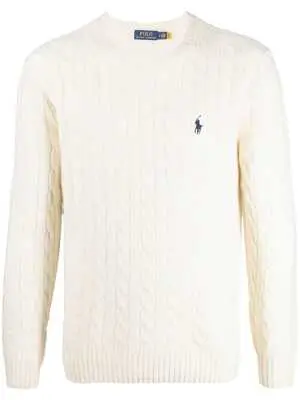 Ralph Lauren Polo Ralph Lauren Logo-Embroidered Cable-Knit Jumper Neutrals