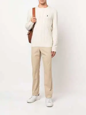 Polo Ralph Lauren Cable-knit Embroidered Logo Sweater - Neutrals
