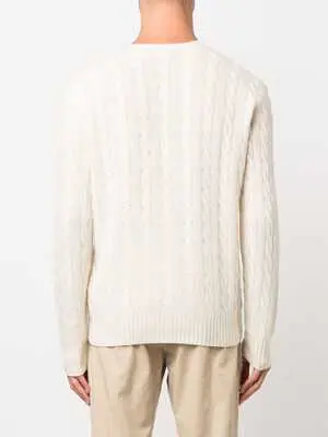 Polo Ralph Lauren Cable-knit Embroidered Logo Sweater - Neutrals