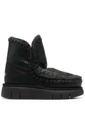 Mou Chunky Leather Boots - Black