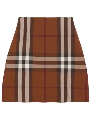 Burberry Check-print Wool-blend Skirt - Brown