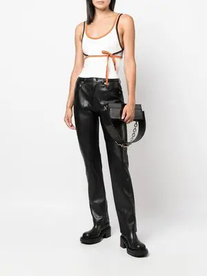 DIESEL® Faux Leather Straight Leg Trousers