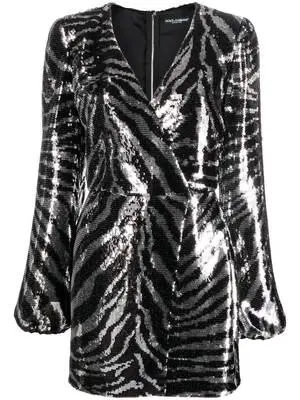 Dolce & Gabbana Zebra Sequin Wrap Dress