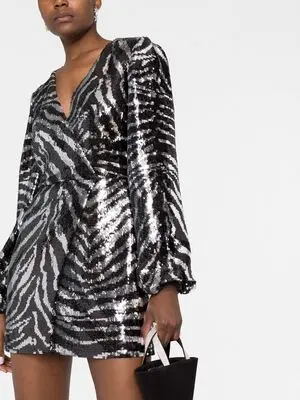 Dolce & Gabbana Zebra Sequin Wrap Dress