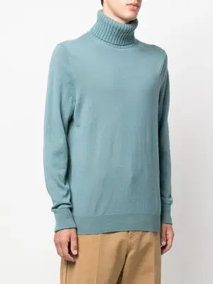 BALLANTYNE Roll Neck Cashmere Jumper - Blue