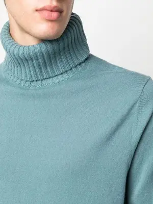 BALLANTYNE Roll Neck Cashmere Jumper - Blue
