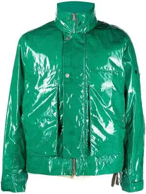 Stone Island Laminated Feather-down Biker Jacket - Green