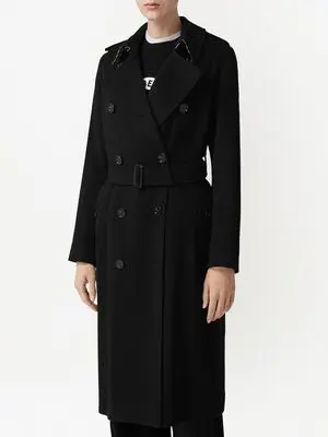Burberry Cashmere Kensington Trench Coat - Black
