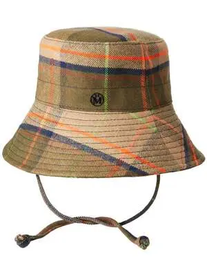 MAISON MICHEL Angele Tartan Check Bucket Hat - Neutrals