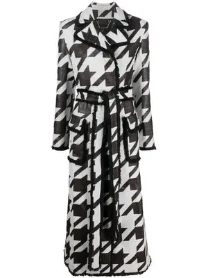 Philipp Plein Houndstooth-print Belted Coat