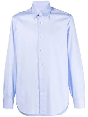 BARBA NAPOLI Point-collar Cotton Shirt - Blue