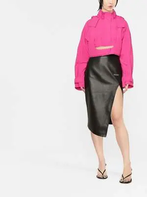 Off-White Side-slit Leather Skirt