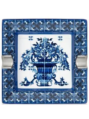 Dolce & Gabbana Contrasting-border Porcelain Ash-tray - Blue