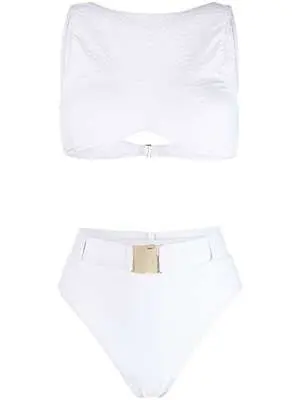NOIRE SWIMWEAR Belted High-rise Bikini - White