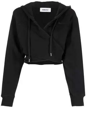 AMBUSH Embroidered Logo Cropped Hoodie - Black