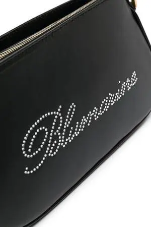 Blumarine Rhinestone-logo Leather Bag - Black