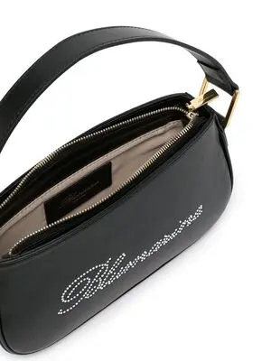 Blumarine Rhinestone-logo Leather Bag - Black