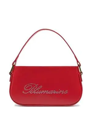 Blumarine Rhinestone-logo Leather Shoulder Bag