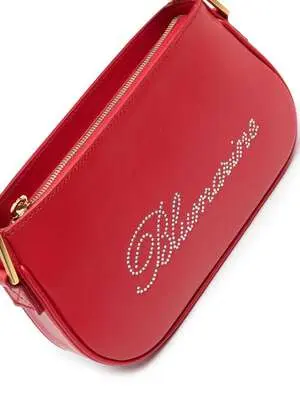 Blumarine Rhinestone-logo Leather Shoulder Bag