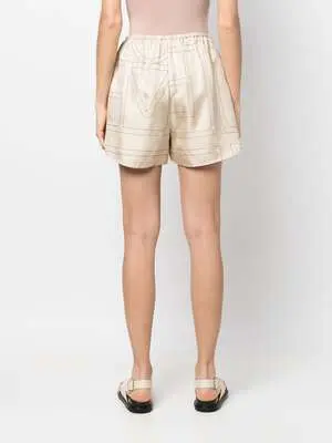 TOTEME Monogram Silk Shorts - Neutrals