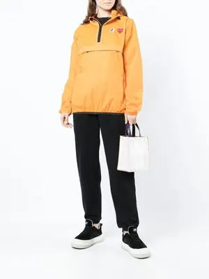 Play Comme Des Garcon X K-way Quarter-zip Hoodie - Orange