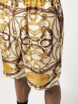 Moschino Teddy-print Silk Shorts - Neutrals