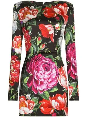 Dolce & Gabbana Floral-print Padded-shoulder Dress