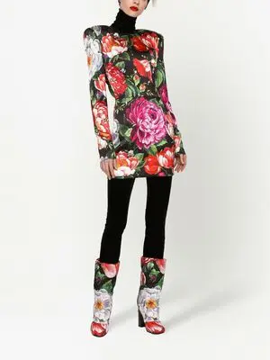 Dolce & Gabbana Floral-print Padded-shoulder Dress