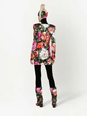 Dolce & Gabbana Floral-print Padded-shoulder Dress