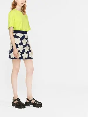 Kenzo Floral Intarsia-knit Skirt - Blue