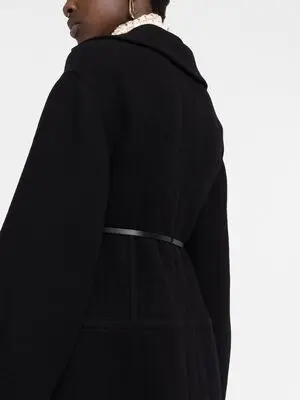 JIL SANDER Belted Virgin Wool Coat - Black
