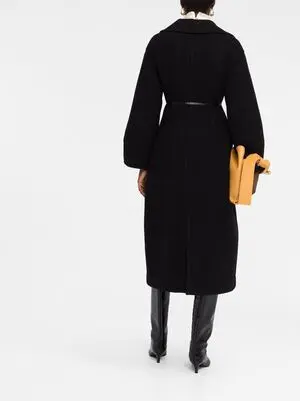 JIL SANDER Belted Virgin Wool Coat - Black
