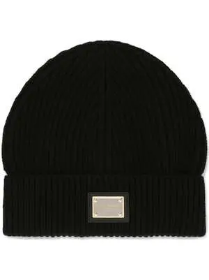Dolce & Gabbana Cashmere Beanie With Logo Tag - Black