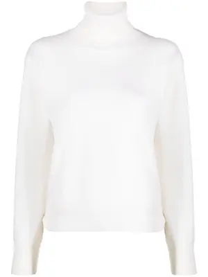 ALLUDE Roll-neck Cashmere Jumper - White