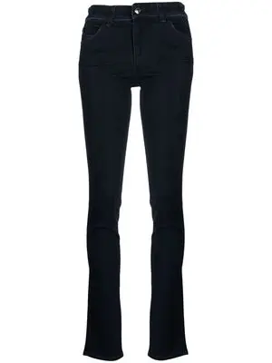 Emporio Armani High-waisted Slim-cut Trousers - Blue