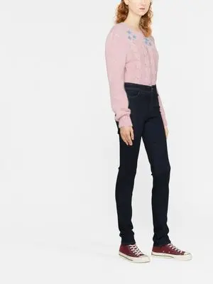 Emporio Armani High-waisted Slim-cut Trousers - Blue