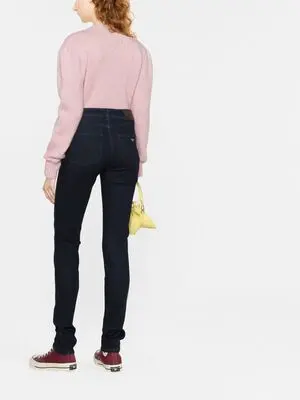 Emporio Armani High-waisted Slim-cut Trousers - Blue