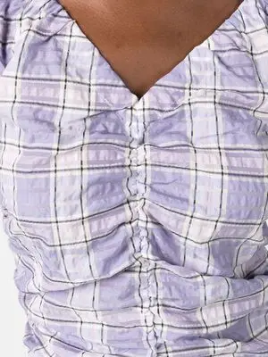 GANNI Checked Draped Midi Dress