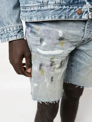 PURPLE BRAND Paint-splatter Denim Shorts