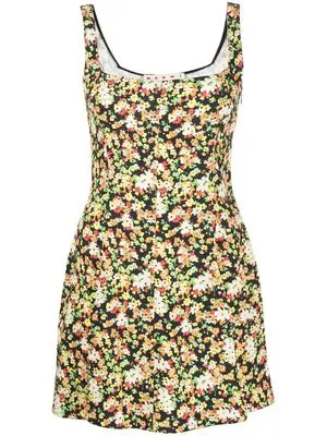 Marni Floral-print Flared Dress - Black